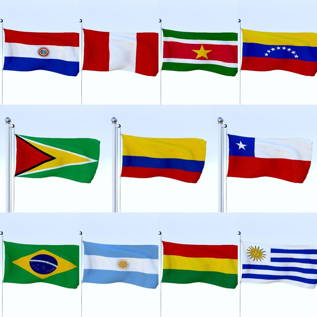 3d model pack flags south american