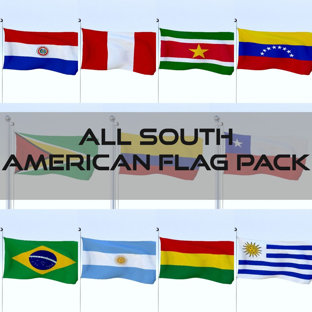 3d model pack flags south american