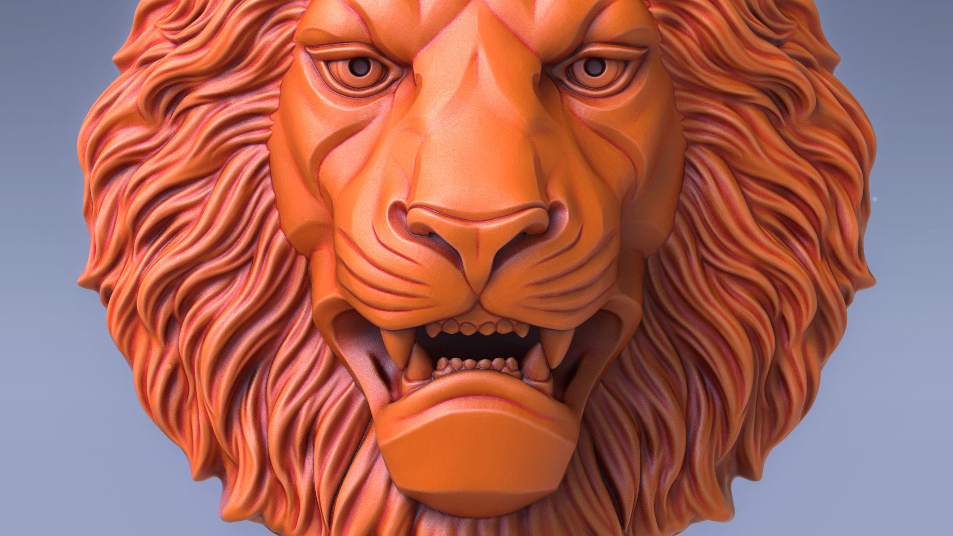 3D Lion Face Relief Sculpture Grinning Animal Head - TurboSquid 2211612