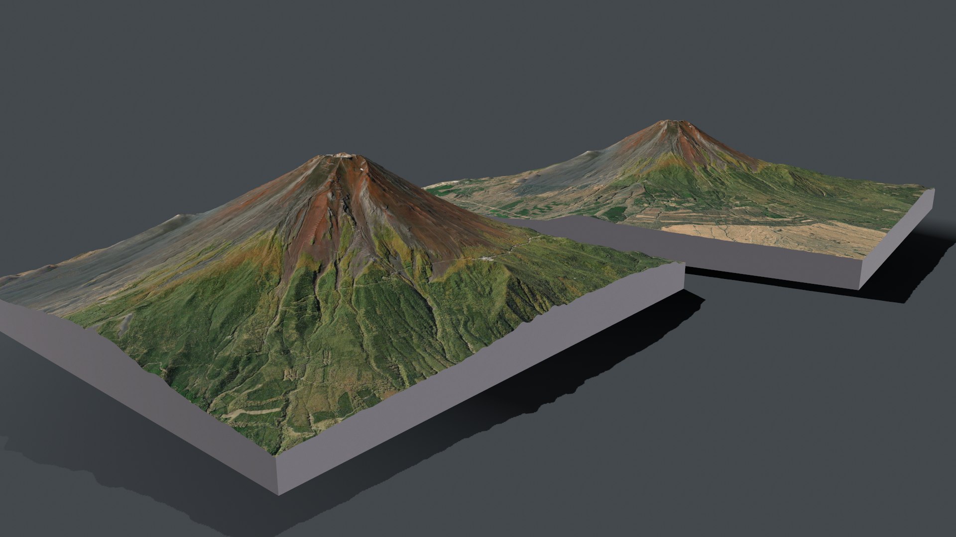 3D model Mountain landscape stratovolcano Fujiyama 3776m Honshu Japan ...