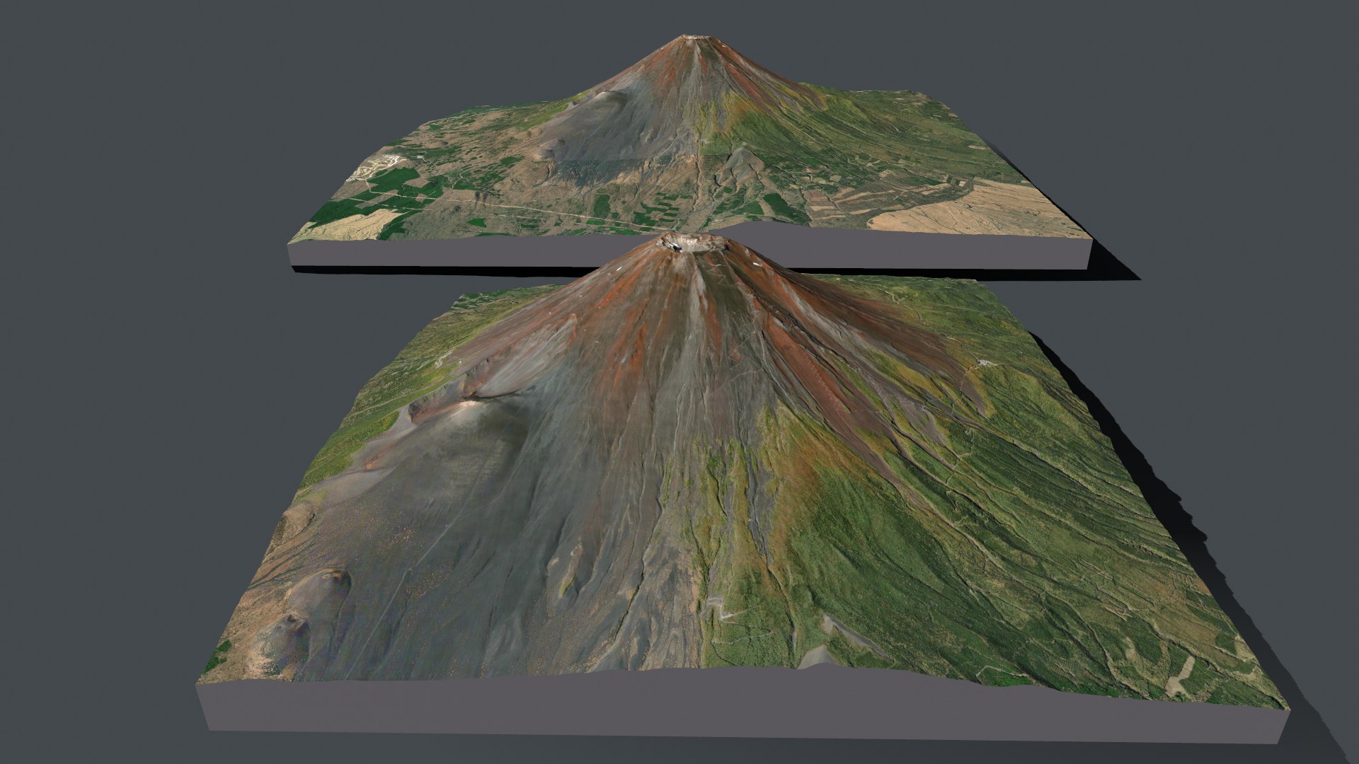 3D model Mountain landscape stratovolcano Fujiyama 3776m Honshu Japan ...