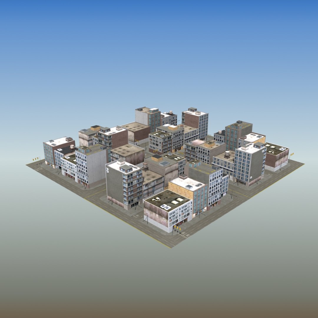 Commercial City Block 3d Model