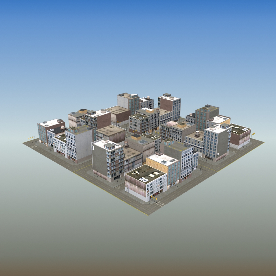 commercial city block 3d model