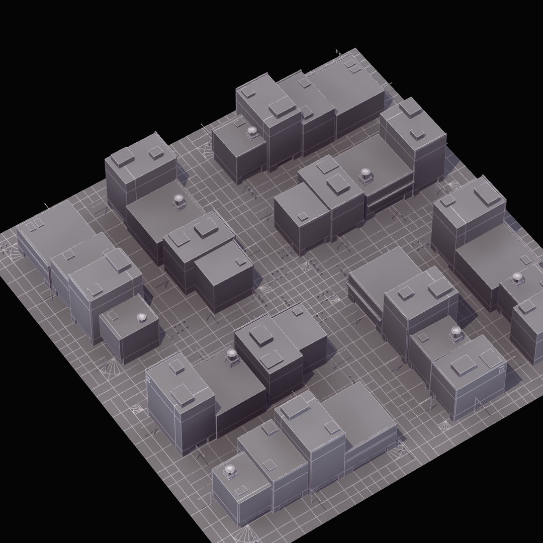 commercial city block 3d model