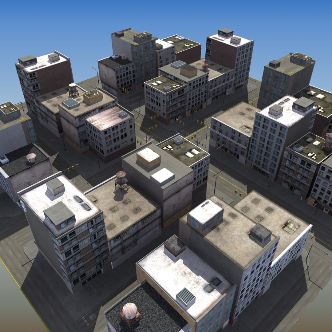 Commercial City Block 3d Model