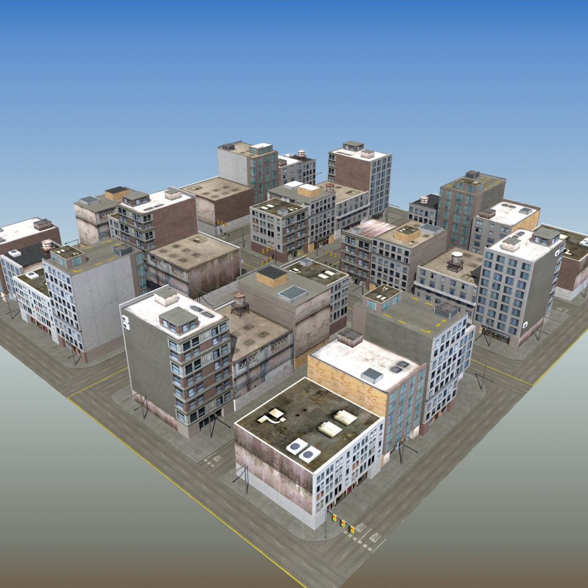 commercial city block 3d model