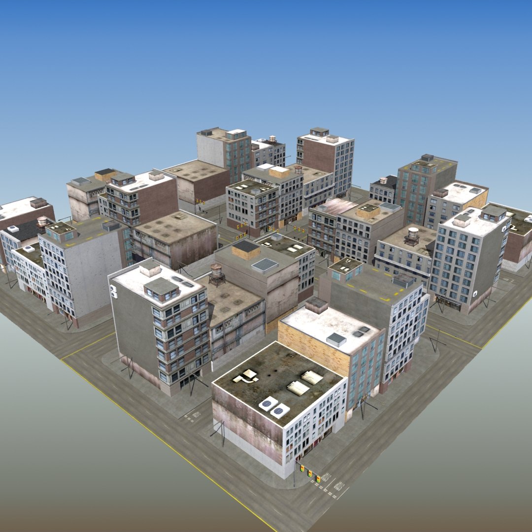 Commercial City Block 3d Model