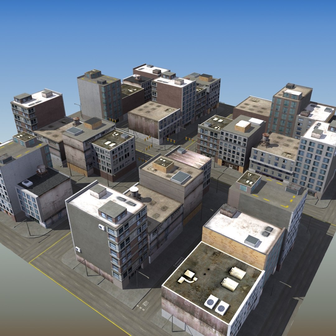 Commercial City Block 3d Model
