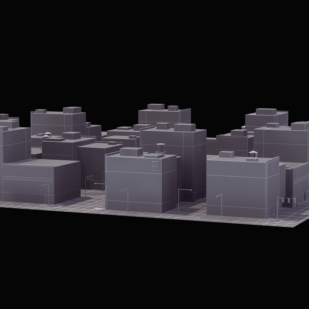 commercial city block 3d model