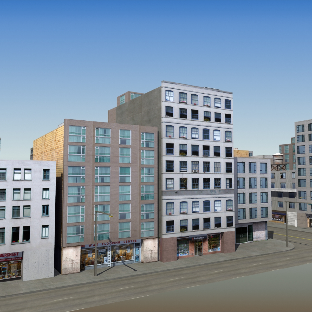 commercial city block 3d model