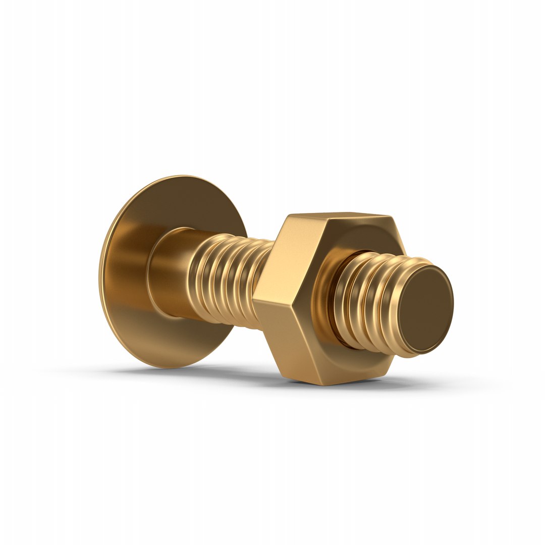 Gold Bolt And Nut 3D Model - TurboSquid 2129208
