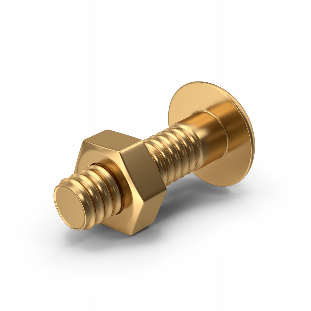Gold Bolt And Nut 3D Model - TurboSquid 2129208