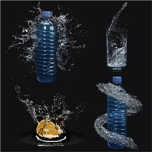Set Water Splashes Liquids 3d 3ds