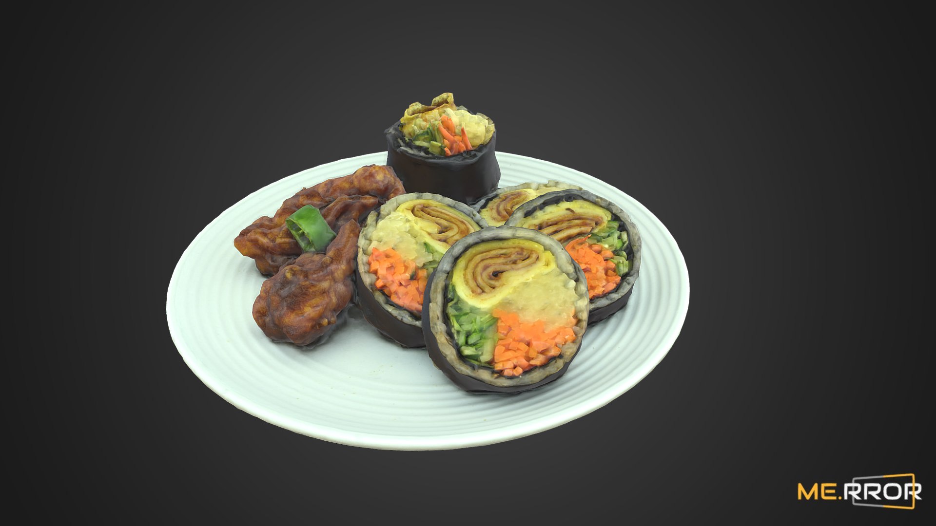 3D Korean Dish Rice Roll Gimbab and Chicken - TurboSquid 2015028