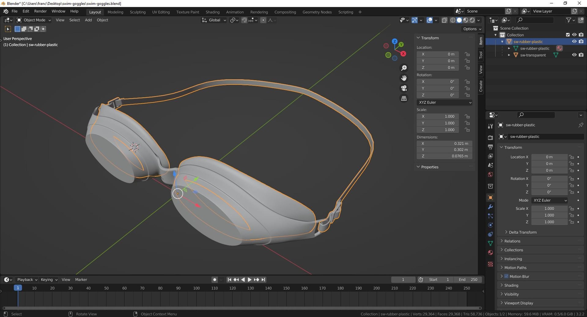 Swim Goggles Model - TurboSquid 1955341