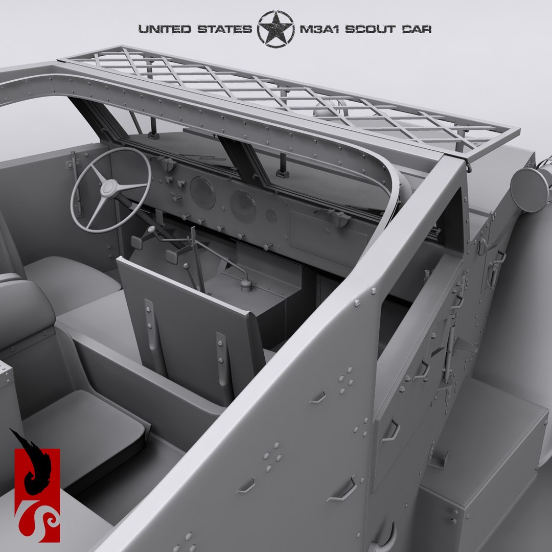 3d united states wwii m3a1 model