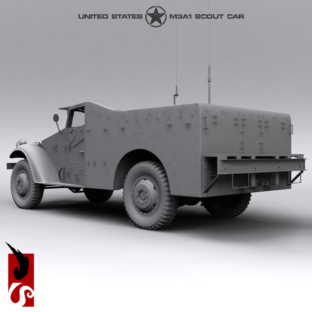 3d united states wwii m3a1 model