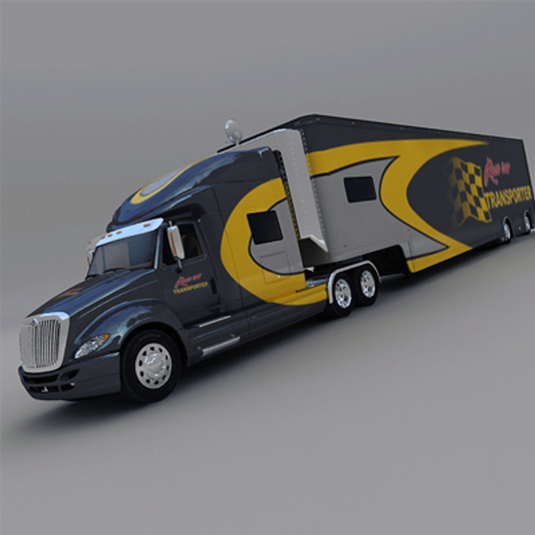 International Race Car Transporter 3d Model