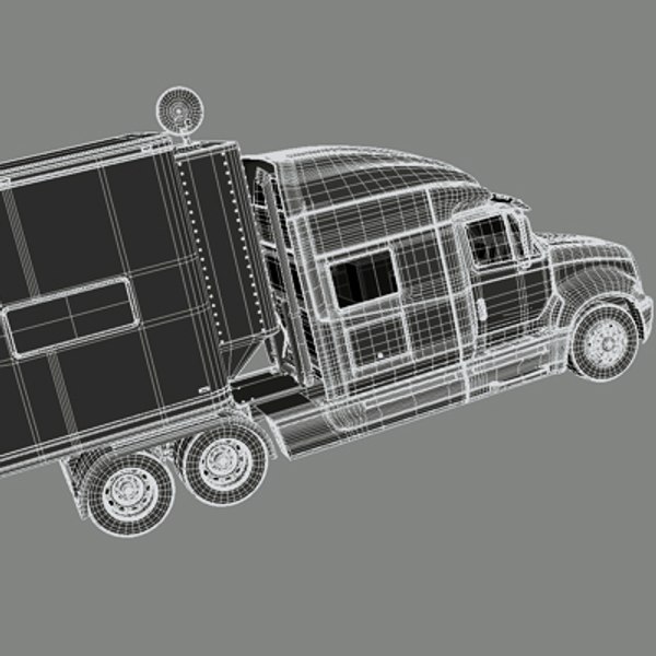 international race car transporter 3d model