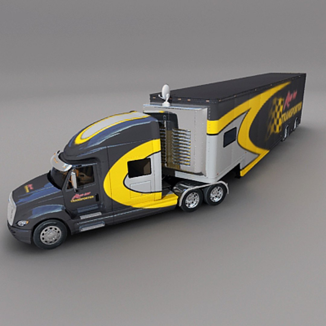International Race Car Transporter 3d Model
