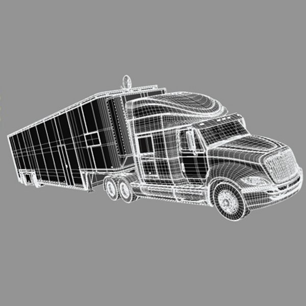 international race car transporter 3d model