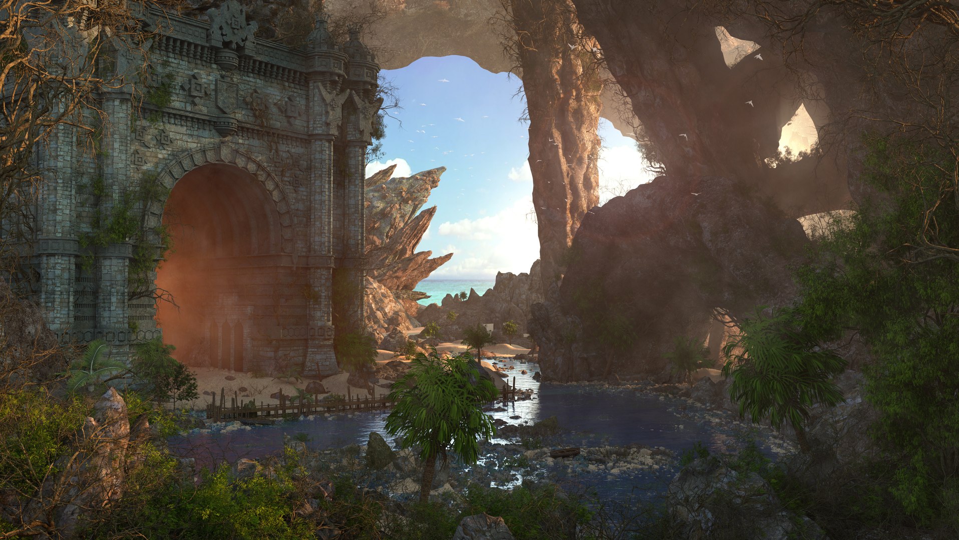 3D Model Lost Island Gate Environment - TurboSquid 2016839