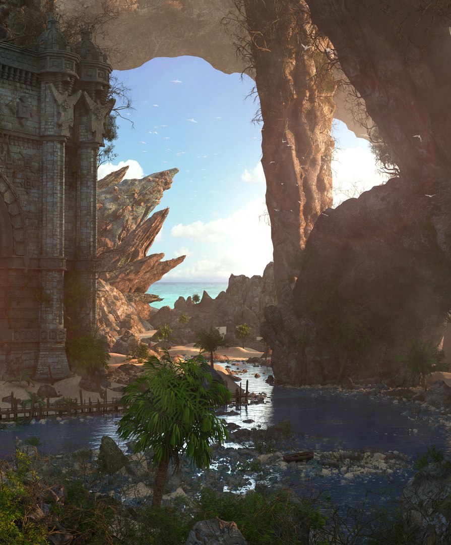 3D Model Lost Island Gate Environment - TurboSquid 2016839