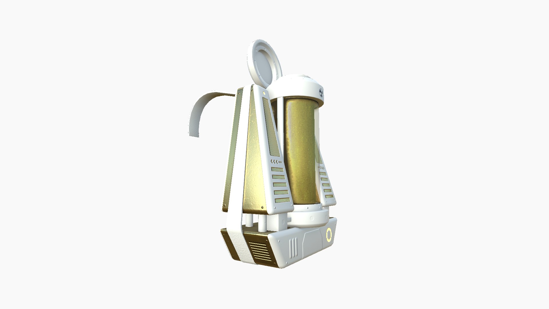 3D SciFi Backpack J04 White Gold - Fashion Character Design Model ...