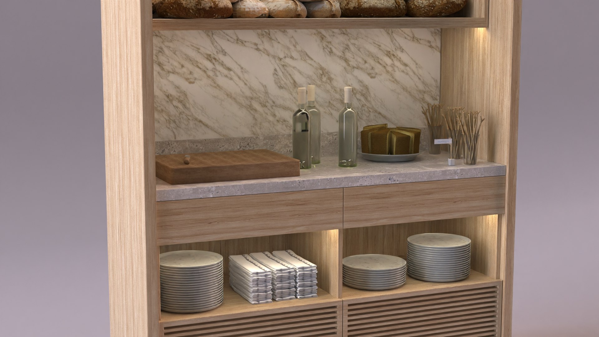 3D Bread Serving Shelf Stocked - TurboSquid 2233596