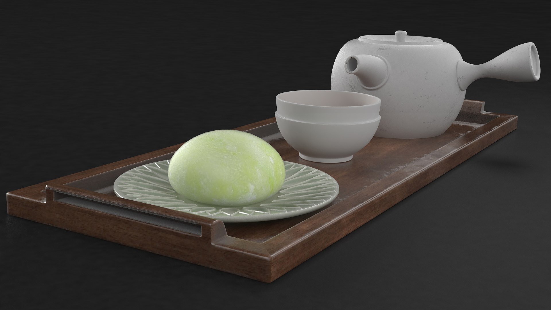 Japanese Mochi With Tea Model - TurboSquid 2003085