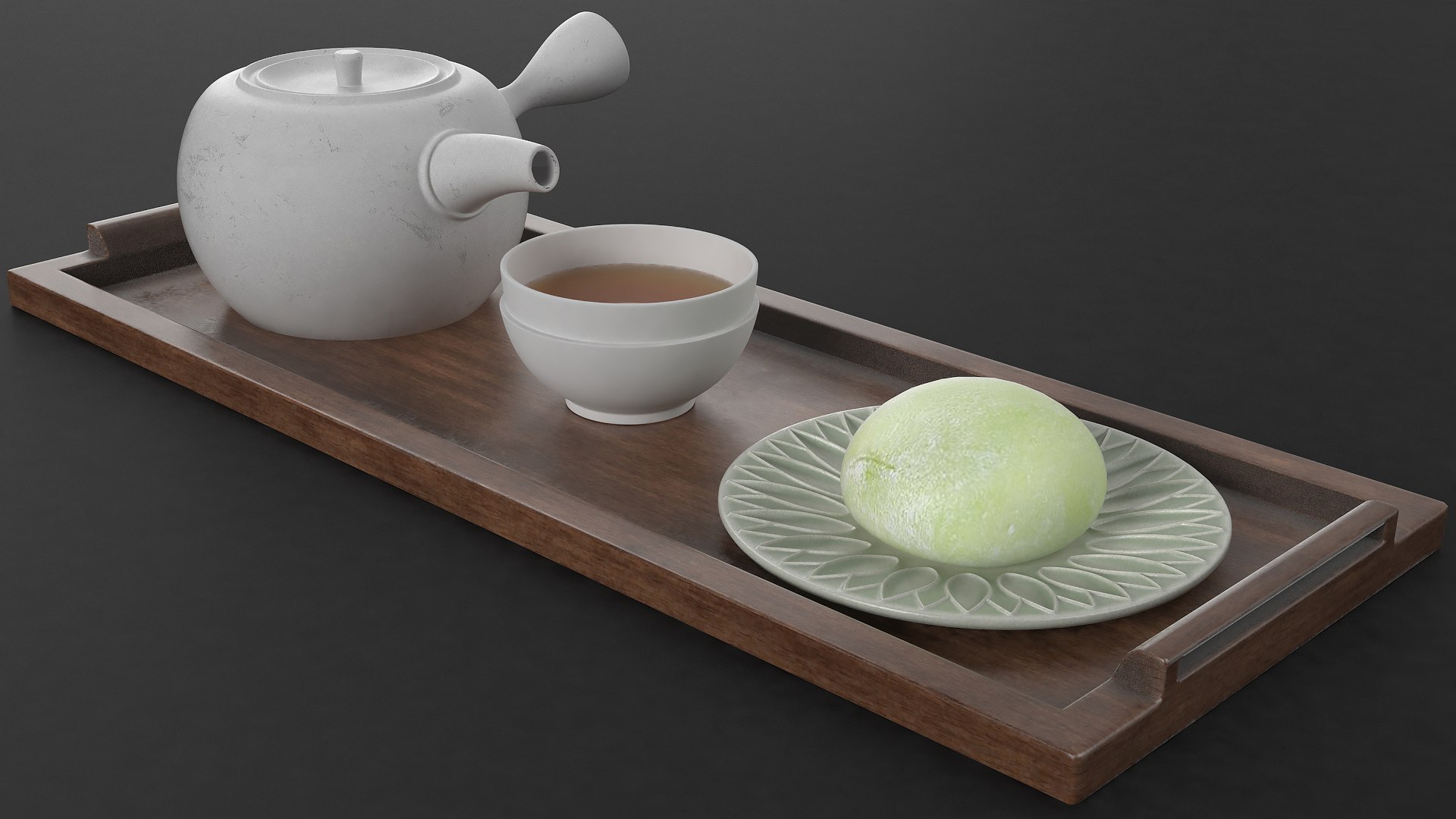 Japanese Mochi With Tea Model - TurboSquid 2003085