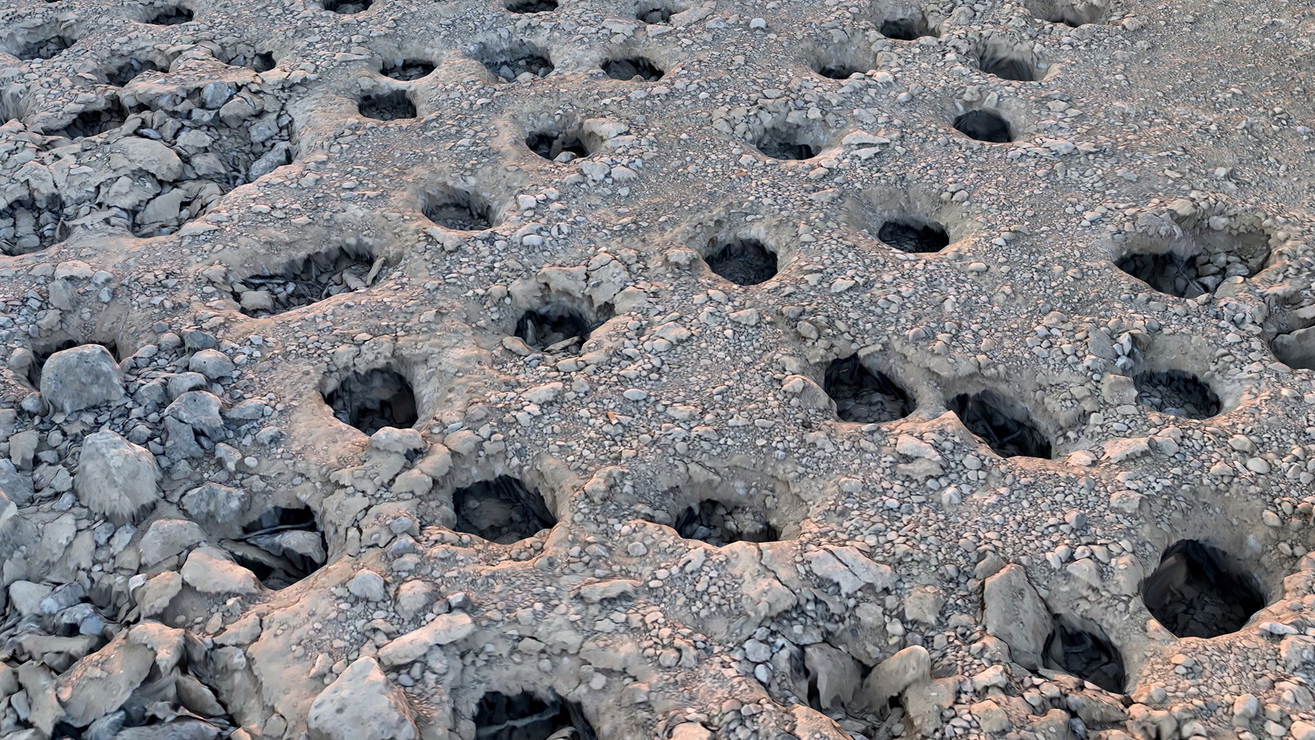 3D Gravel Ground Concrete Holes 01 - 3D Photogrammetry Model Scan Of ...