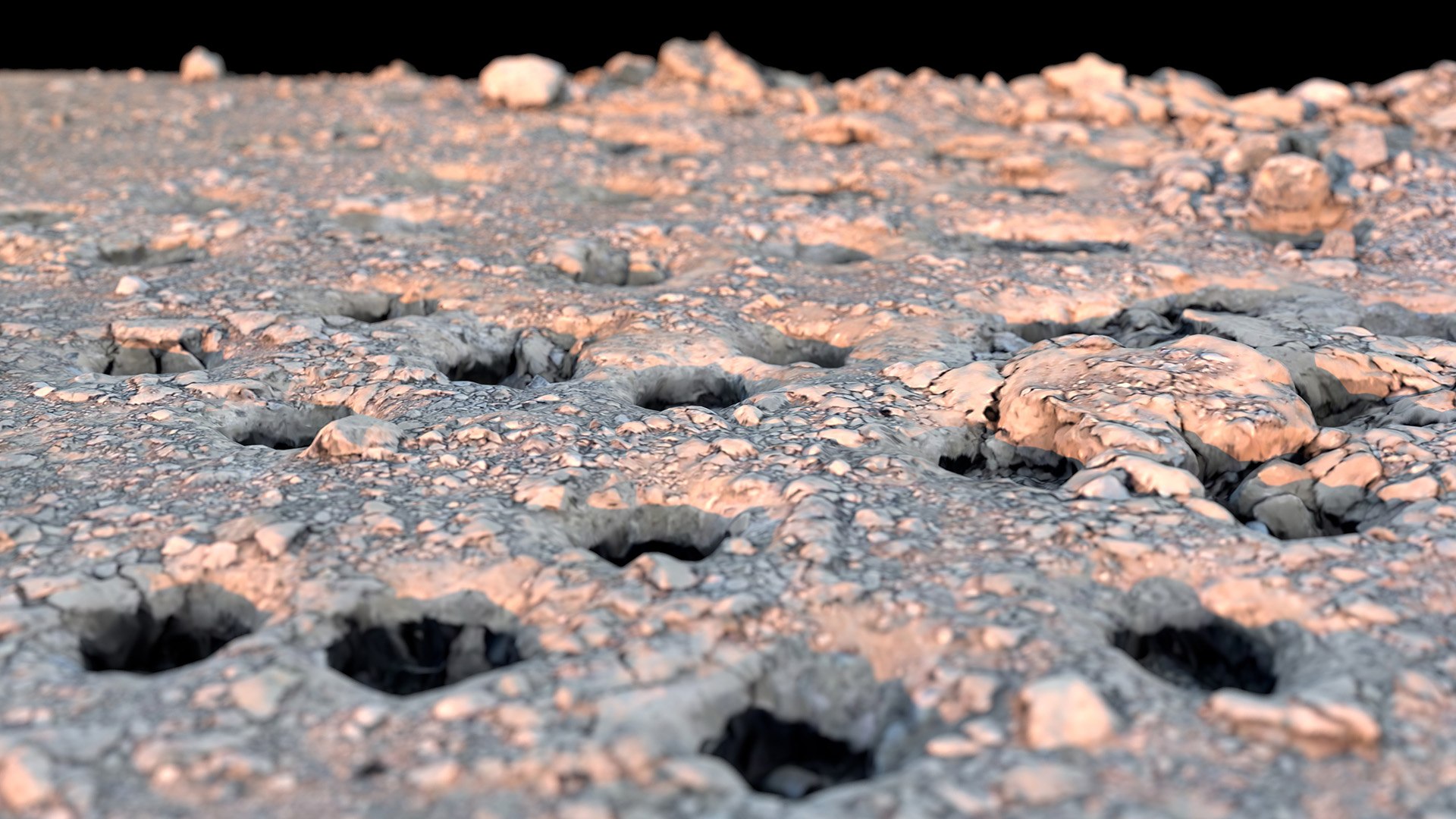 3D Gravel Ground Concrete Holes 01 - 3D Photogrammetry Model Scan Of ...