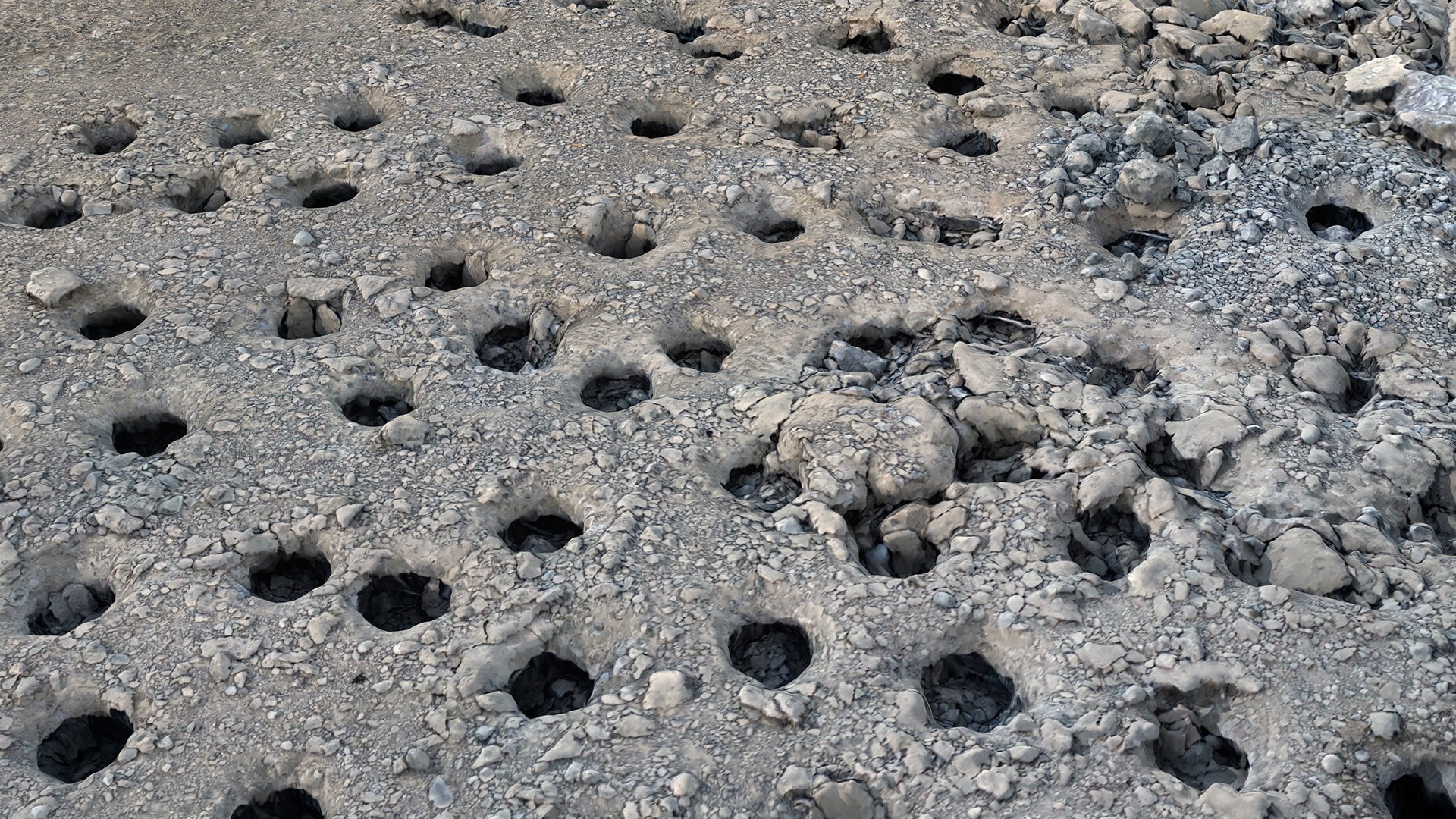 3D Gravel Ground Concrete Holes 01 - 3D Photogrammetry Model Scan Of ...