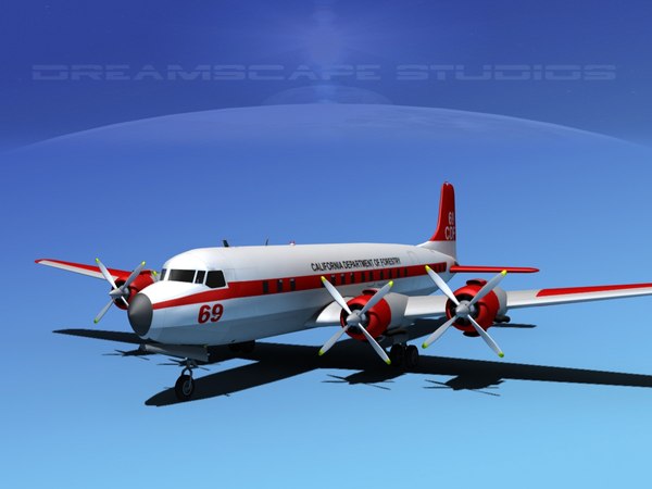 3d model of douglas dc-7c dc-7