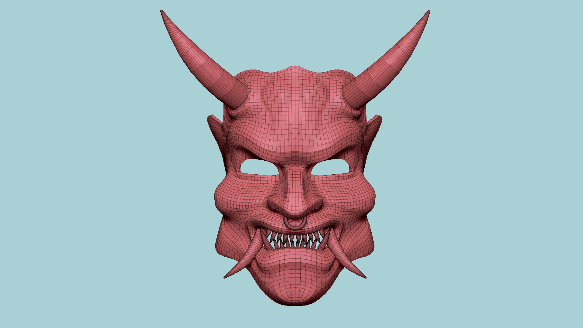 3D Oni Mask 04 Green - Hannya Fantasy Character Design Model ...