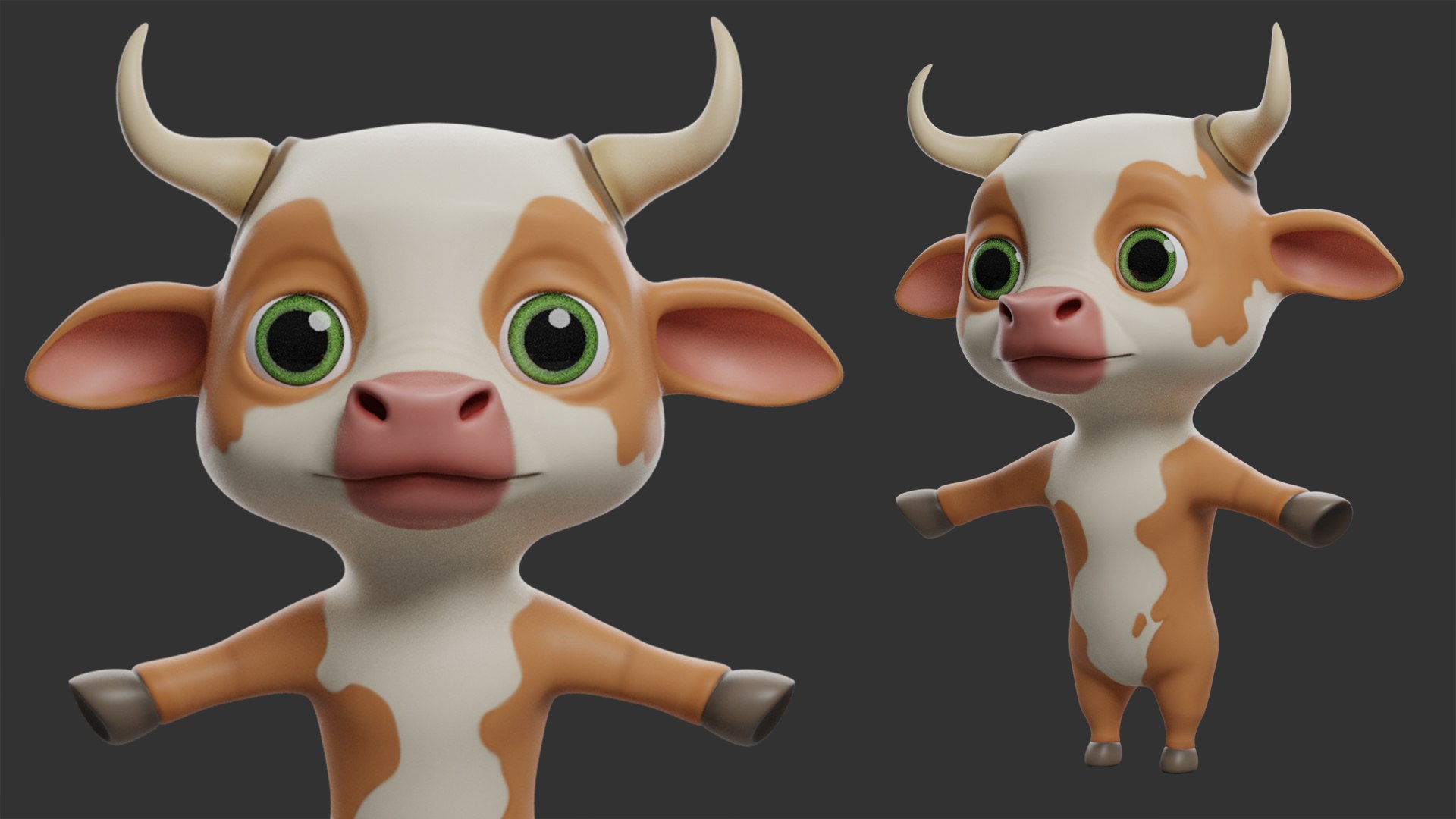 3D Cartoon Cow - TurboSquid 2440993
