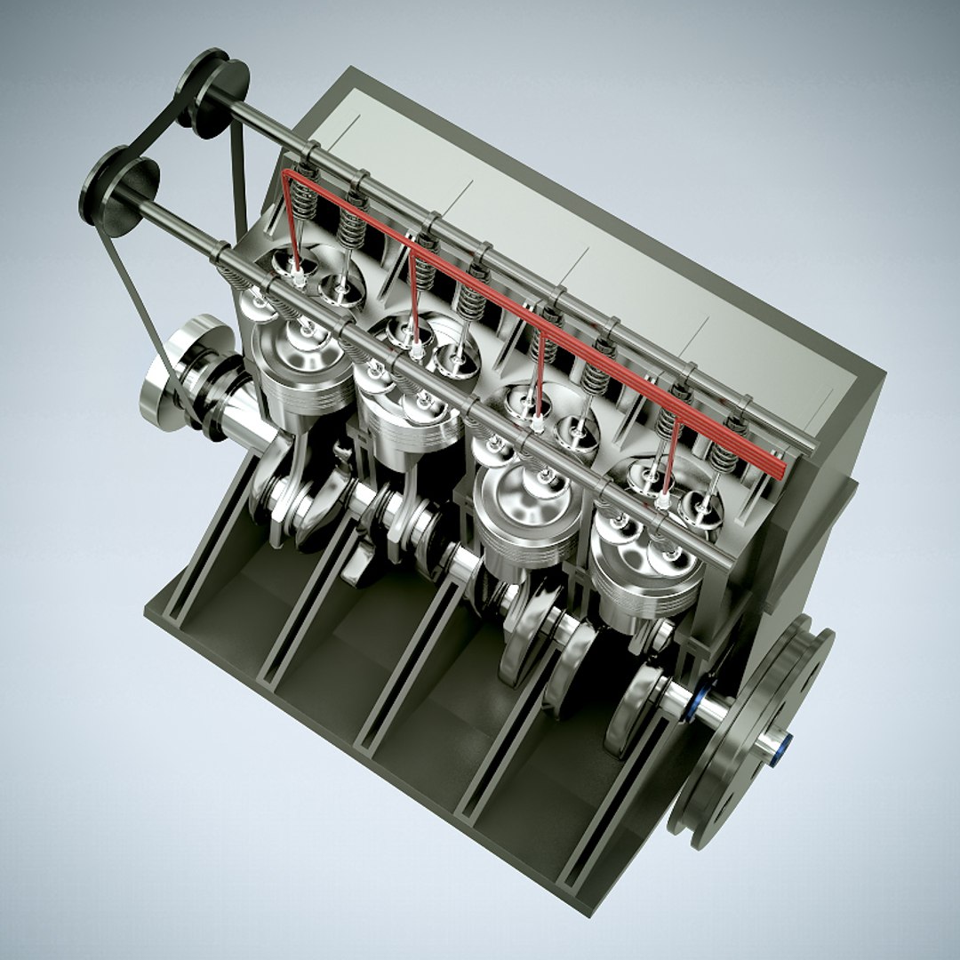 Animation L4 16v Engine 3d Model
