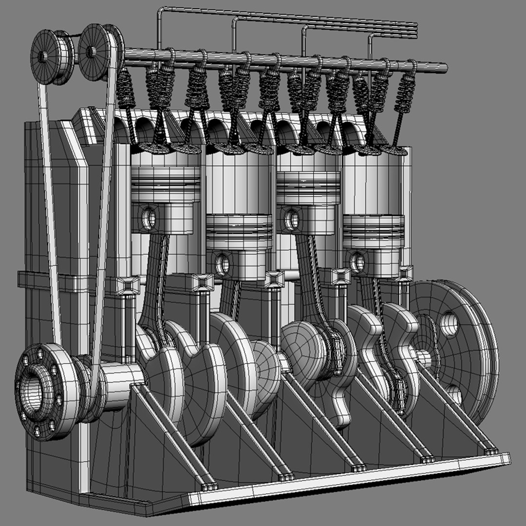 Animation L4 16v Engine 3d Model
