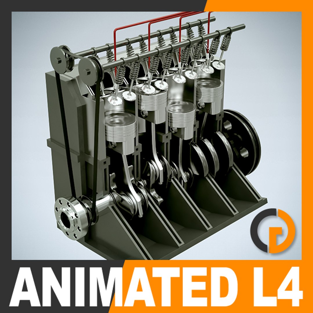 Animation L4 16v Engine 3d Model