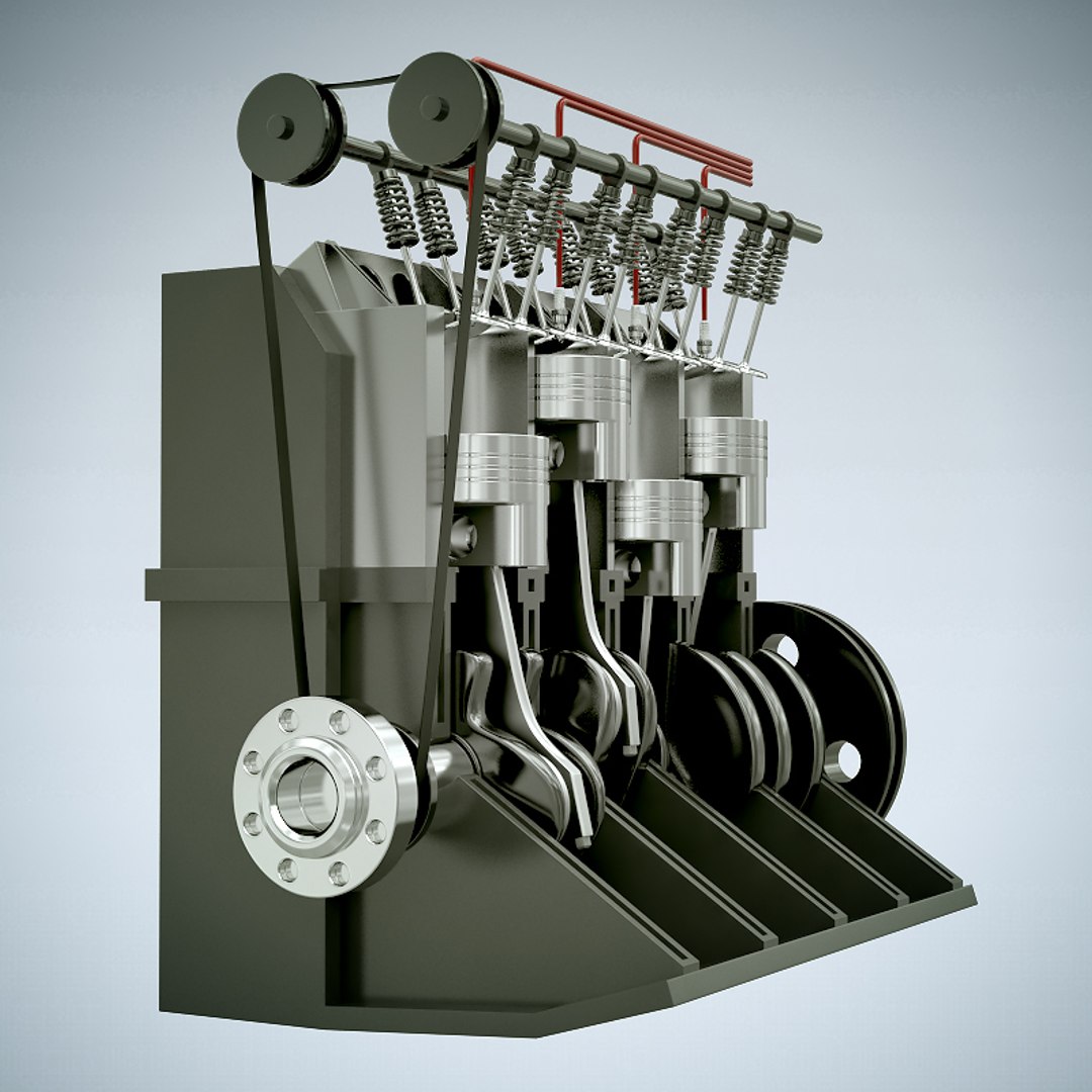 Animation L4 16v Engine 3d Model