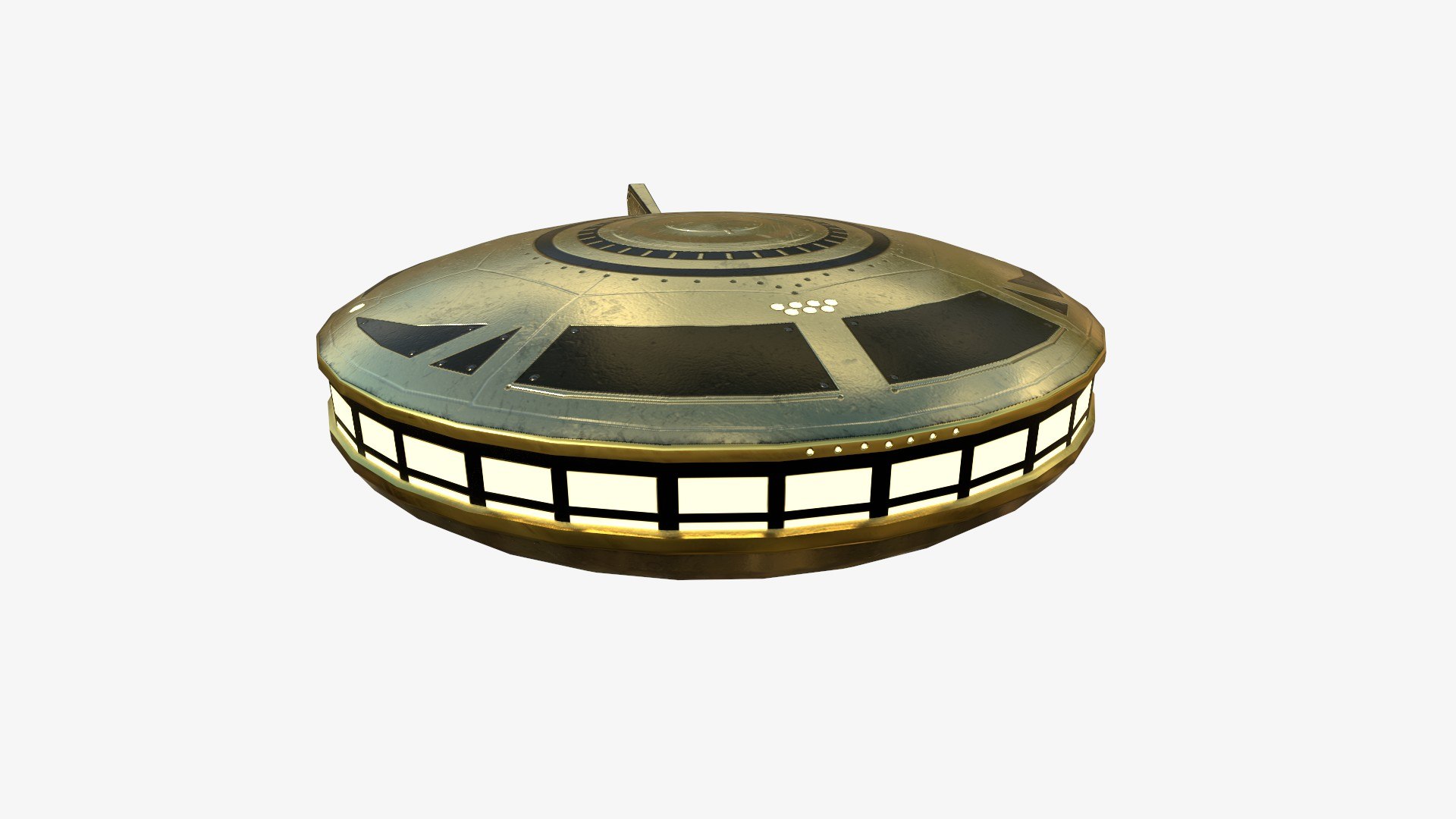 3D Alien Spaceship UFO A07 Gold - Sci Fi Spacecraft Design Model ...