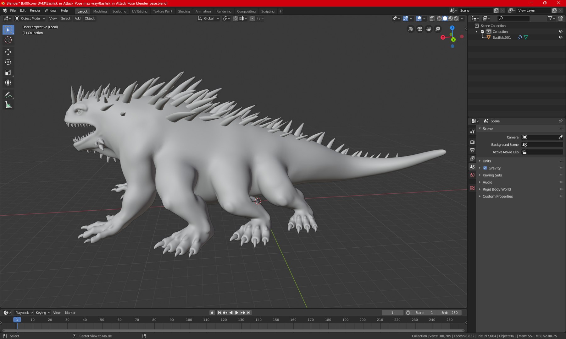 3D Basilisk In Attack Pose - TurboSquid 2225240