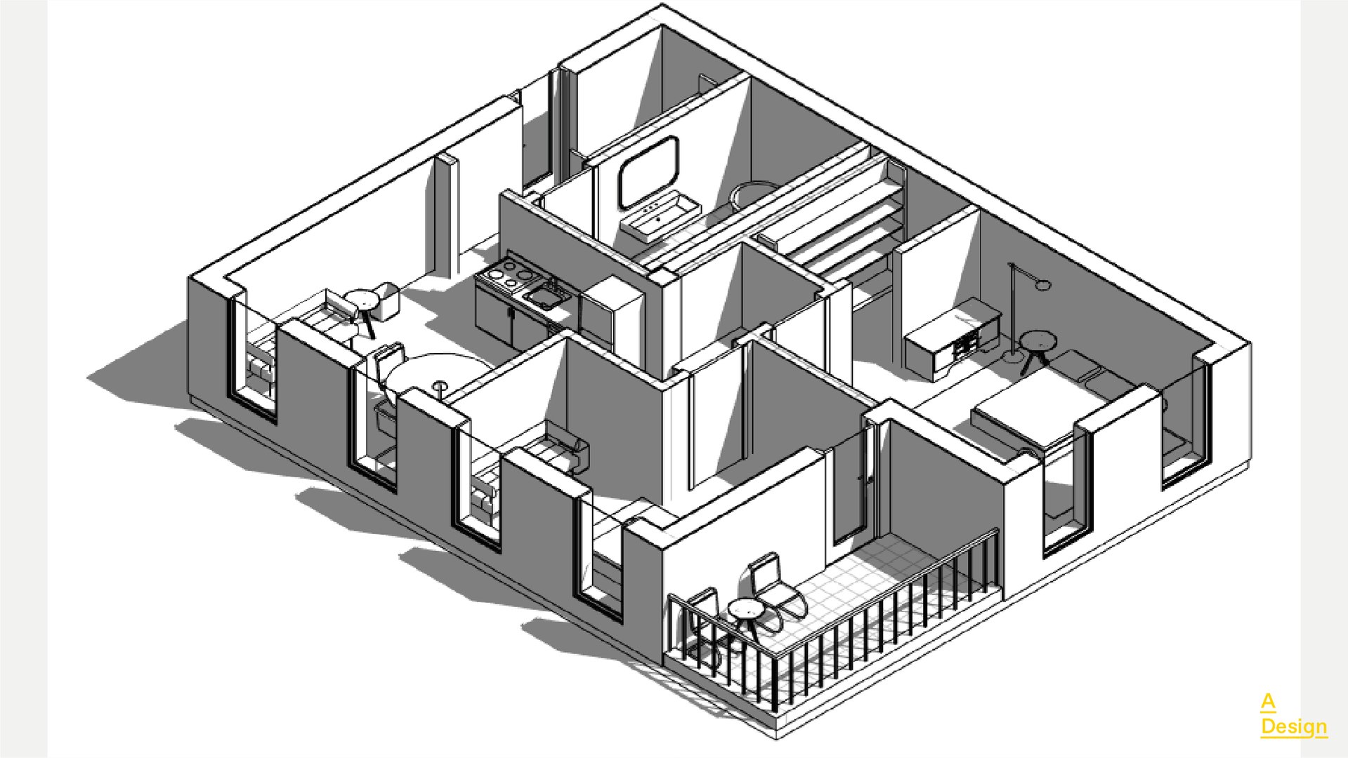 Apartment 75m2 - Revit Model 3D Model - TurboSquid 2017836