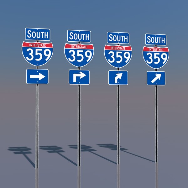 3d interstate 359 signs model
