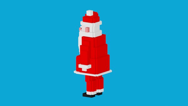 Santa 8 bit Christmas cartoon Character voxel art low poly model ...