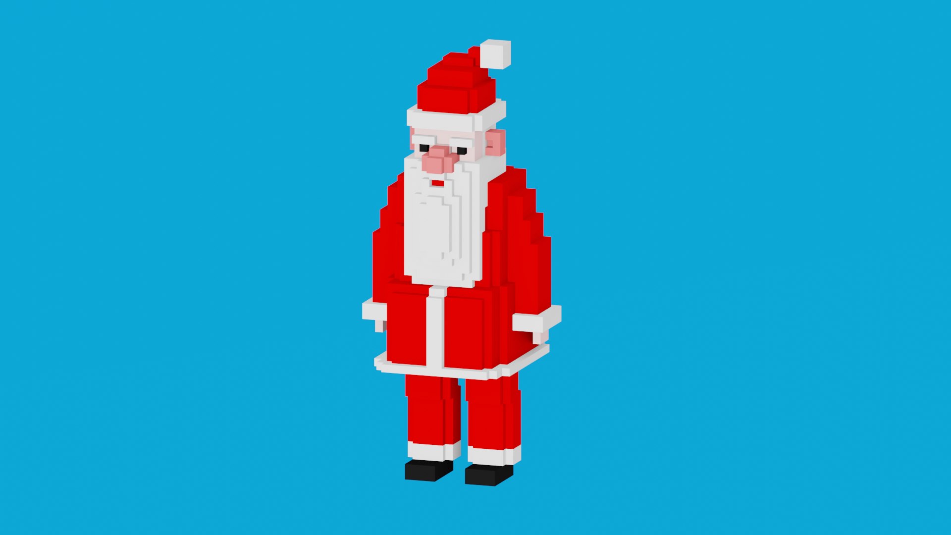 Santa 8 Bit Christmas Cartoon Character Voxel Art Low Poly Model ...