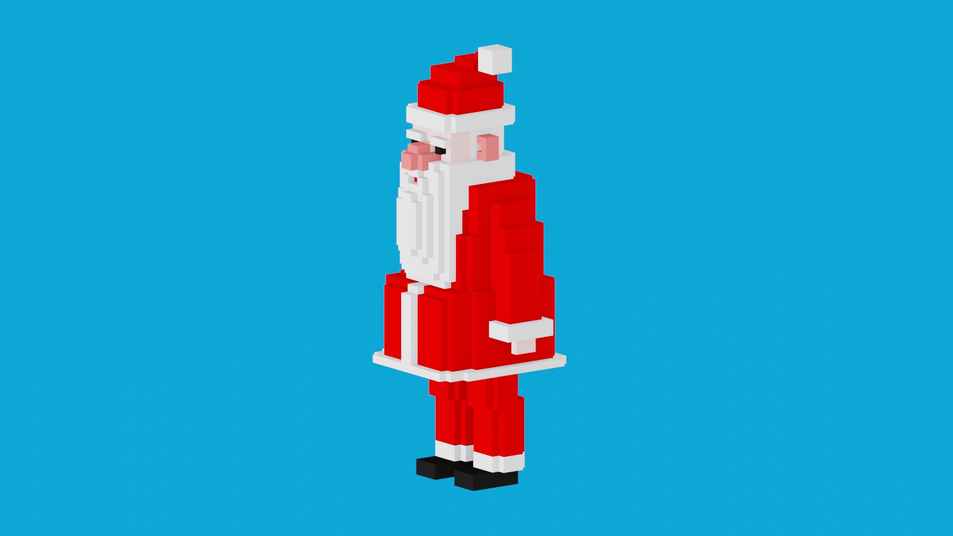 Santa 8 Bit Christmas Cartoon Character Voxel Art Low Poly Model ...