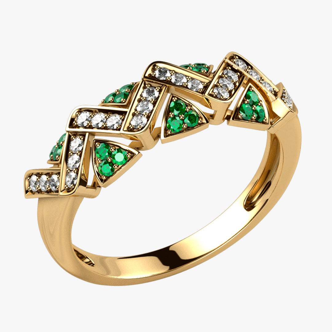 3D Geometry Pattern Fashion Gold Ring model - TurboSquid 1825332