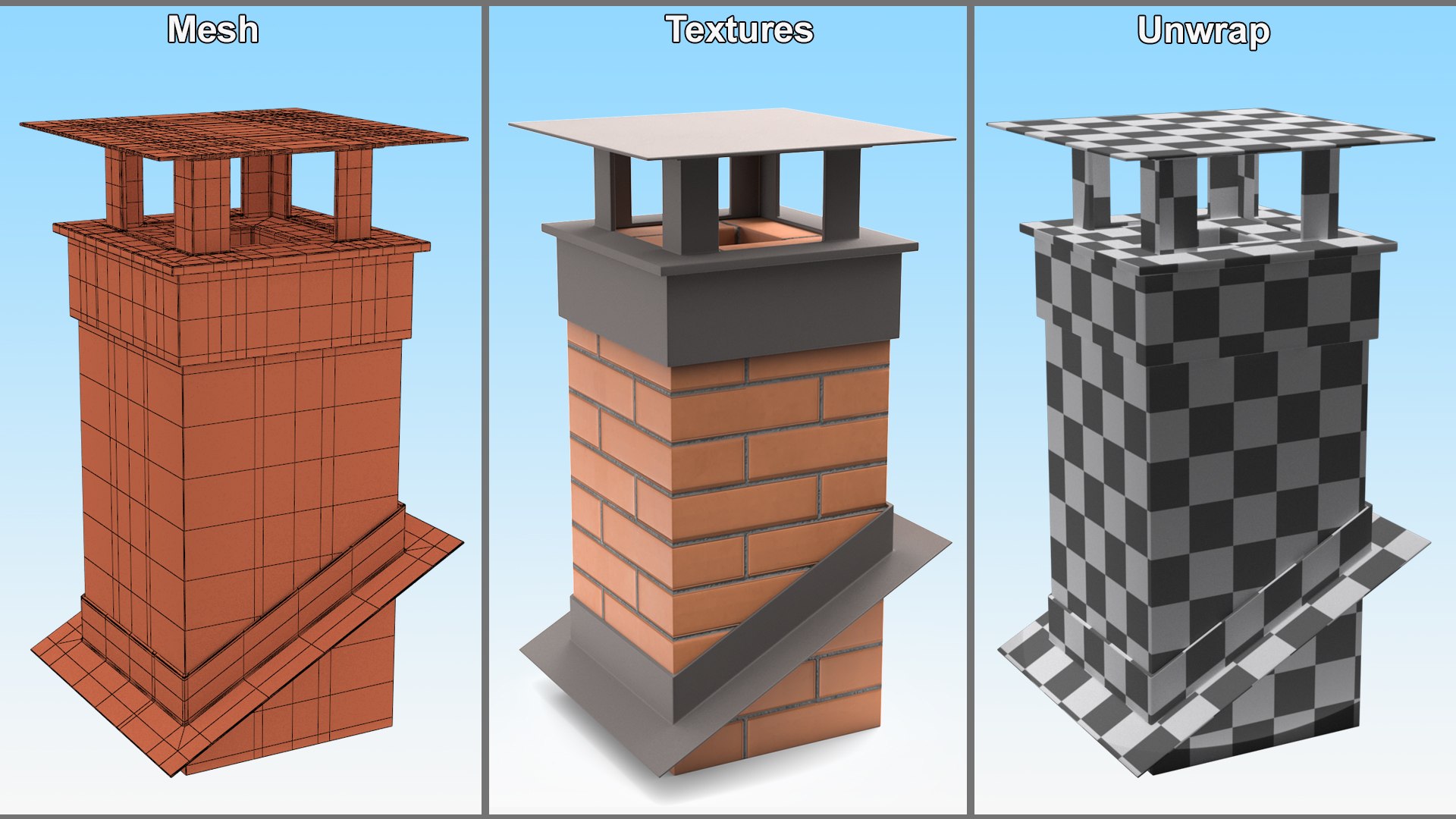 Square Brick Chimney Corner Base model - TurboSquid 2046537